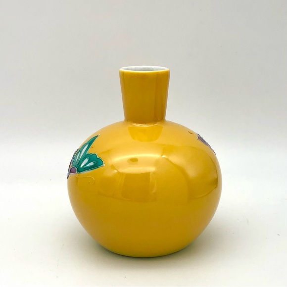 Vintage | Accents | Vintage Bud Vase Kyoto Ware Kiyomizu Yellow Cochin ...